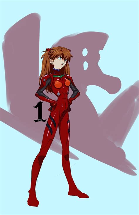 Souryuu Asuka Langley And Eva 02 Neon Genesis Evangelion Drawn By