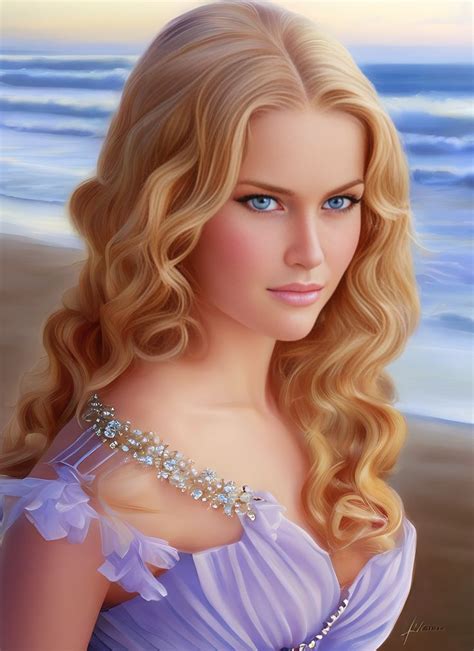Портрет русской женщины Море В стиле художника Харрисона Фишера По фото подруги Женщина