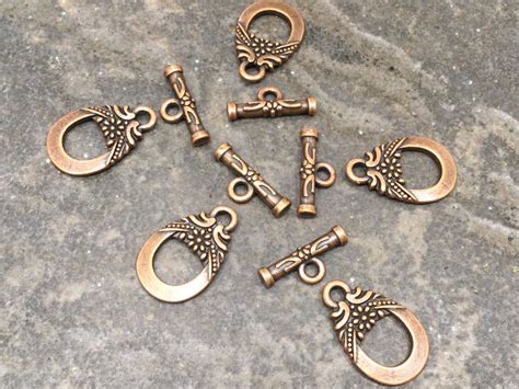 Copper Toggle Clasps With Floral Filigree Detail Package Of 5 Clasps