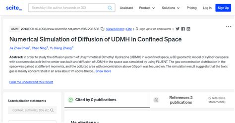 Numerical Simulation Of Diffusion Of Udmh In Confined Space
