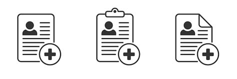 Icono de tarjeta médica tarjeta de seguro diagnóstico de registro médico agregar archivo símbolo