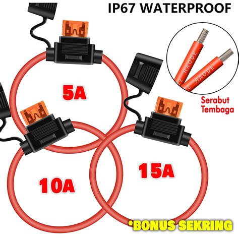 Jual Holder Fuse Blade Kabel Rumah Sekring Waterproof Kabel Sekring Tancap Anti Air Holder Fuse