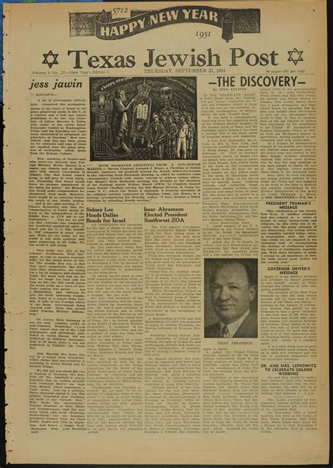 Texas Jewish Post Fort Worth Tex Vol 5 No 20 Ed 1 Thursday