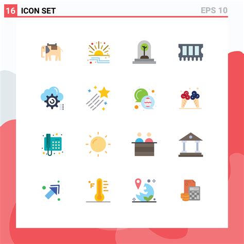 Set Of 16 Modern Ui Icons Symbols Signs For Setting Ram Business Memory Tree Editable Pack Of