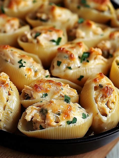 Garlic Butter Chicken Alfredo Stuffed Shells Recipe Recipe Pioneer