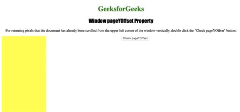 HTML Window PageYOffset Property GeeksforGeeks
