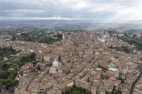 Aerial View Of Siena Old Town Tuscany Italy Stock Image F038 7271