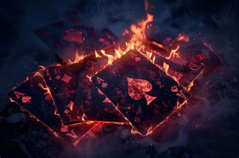 Premium Photo Burning Playing Cards In Dramatic Smoky Ambiance