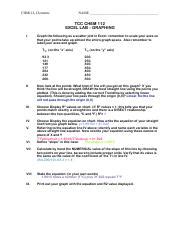 CHM EXCEL GRAPHING HW Lab Pdf CHM Clements NAME TCC CHEM