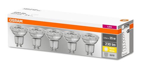 5pak Żarówka Led Gu10 2 3w 35w 230lm 2700k Ciepła 36° Osram Base