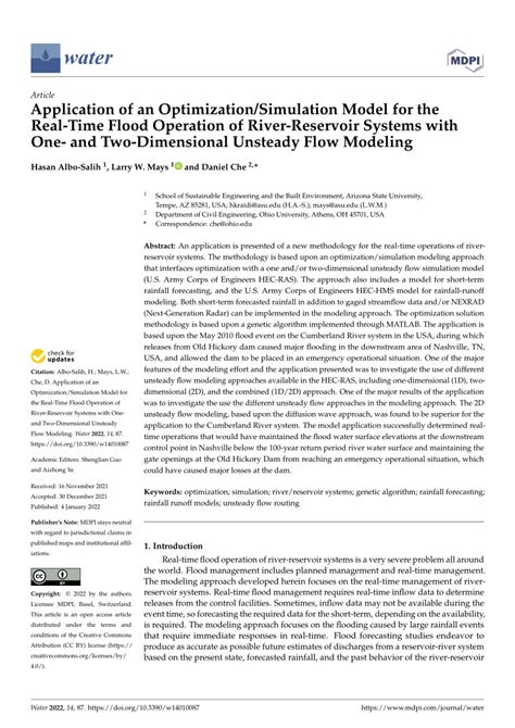 Pdf Application Of An Optimizationsimulation Model For The Real Time Flood Operation Of River