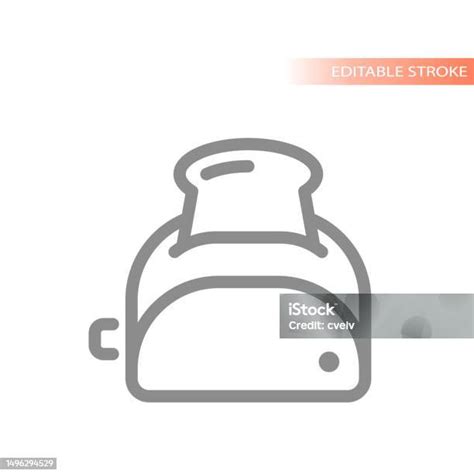 Ikon Vektor Garis Pemanggang Roti Ilustrasi Stok Unduh Gambar