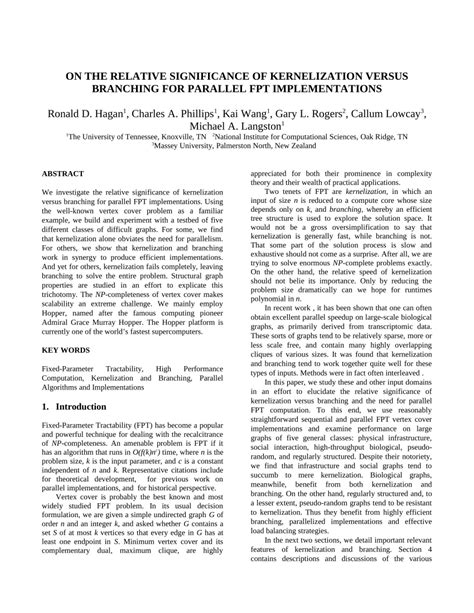 PDF On The Relative Significance Of Kernelization Versus Branching