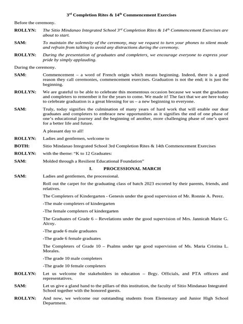 3rd Completion Rites Script Final Pdf