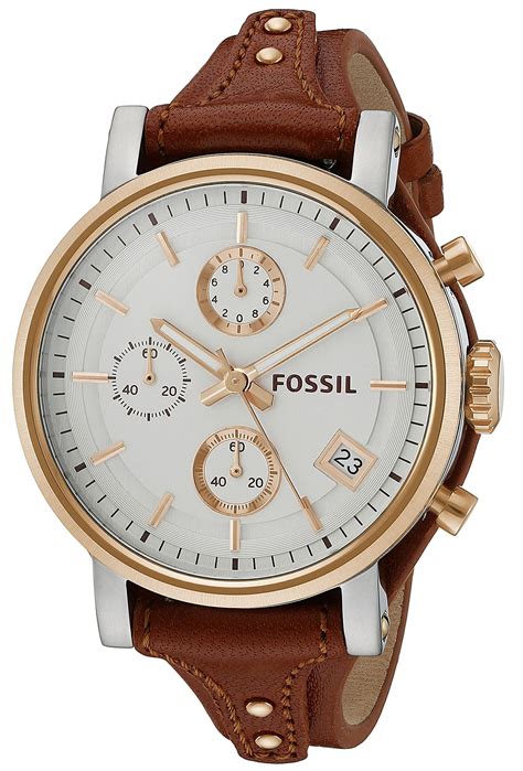 Fossil Watches Fossil Mens Ch2890 Chronograph White Dial Brown Leather