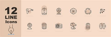 Set Of Ventilation Icons Airflow Fan Exhaust Ventilation System Air