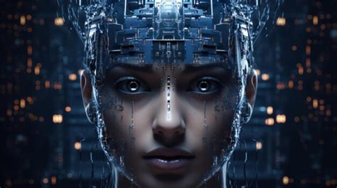 Premium Ai Image The Face Of A Woman With An Electronic Head On A