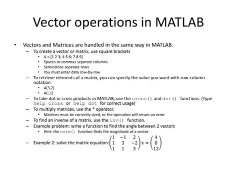Ppt Comprehensive Matlab Programming Review Functions Vectors