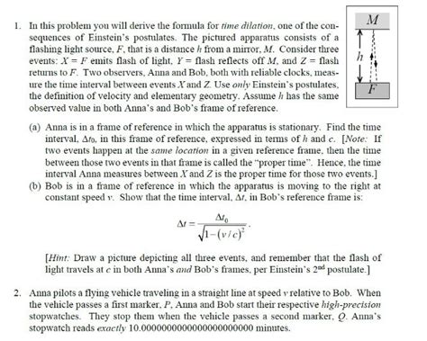 Solved 1 In This Problem You Will Derive The Formula For Time