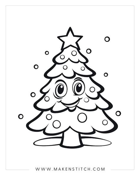 Simple Christmas Tree Coloring Pages