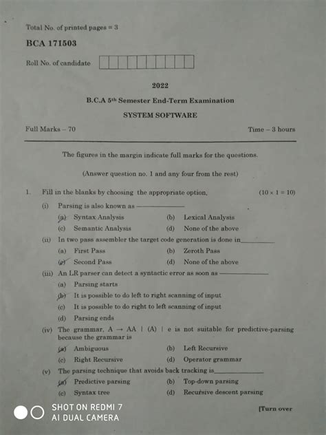 system software question paper 2022 question paper system software
