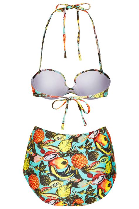 Lyst Topshop Tropical High Waist Bikini In Blue