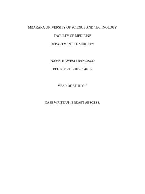 Breast Abcess Pdf Medical Specialties Clinical Medicine