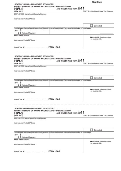 Hawaii State Income Tax Withholding Form