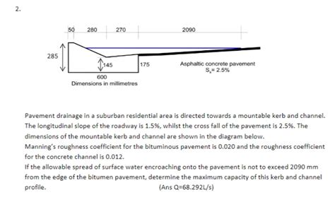 Solved Pavement Drainage In A Suburban Residential Area Is