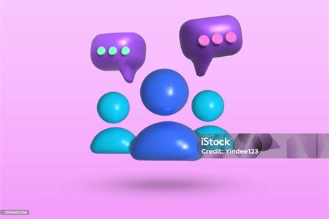 보라색 배경에 그룹 채팅 아이콘입니다 3d 벡터 일러스트 디자인 Brand Name Online Messaging Platform에 대한 스톡 벡터 아트 및 기타 이미지