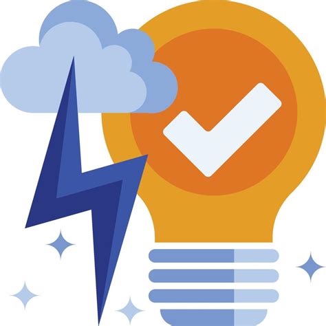 A Lightning Bolt With A Check Mark And A Light Bulb 43013969 Vector Art