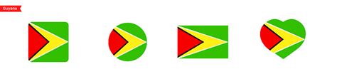 가이아나 아이콘의 국기입니다 사각형 원 하트 모양의 가이아나 국기 웹 사이트 언어 선택 기호 벡터 Ui 플래그 디자인 가이아나의 국기에 대한 스톡 벡터 아트 및 기타 이미지