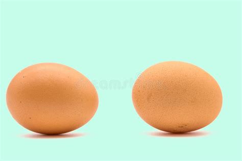 Two Brown Chicken Eggs Isolated On A Mint Green Background Stock Image