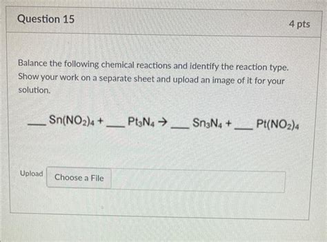 Solved Question Pts Balance The Following Chemical Chegg