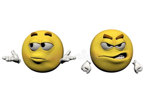 Angry And Perplexed Emoticons 3d Render Stock Illustration Image