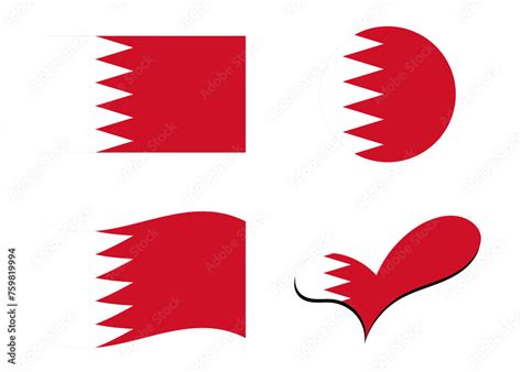 Flag Of Bahrain Bahrain Flag In Heart Shape Bahrain Flag In Circle