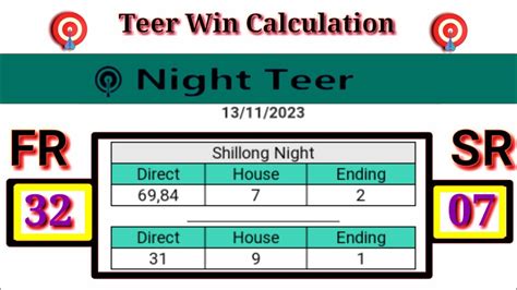 13 11 2023 Fr 32 And Sr 07 Big Successful 🎉 Night Teer Shillong Night
