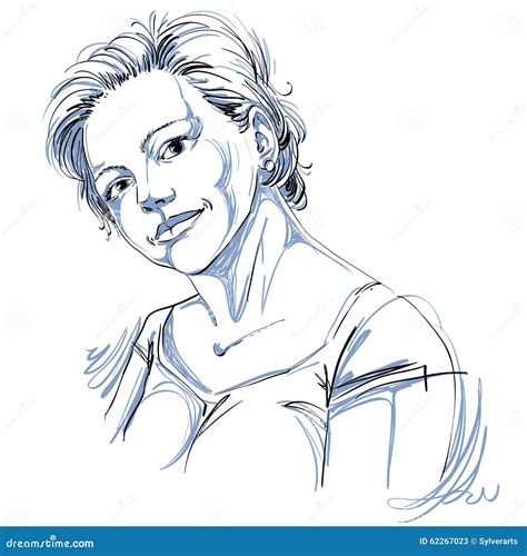 Hand Drawn Vector Illustration Of Beautiful Romantic Woman Stock