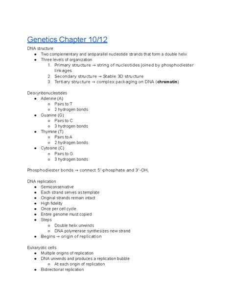 Chapter 10 12 DNA Structure And Replication Genetics Chapter 10 DNA Structure Two Studocu
