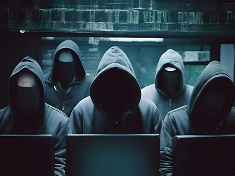 Premium Ai Image Hackers With Hoodies Hacker Group Organization Or