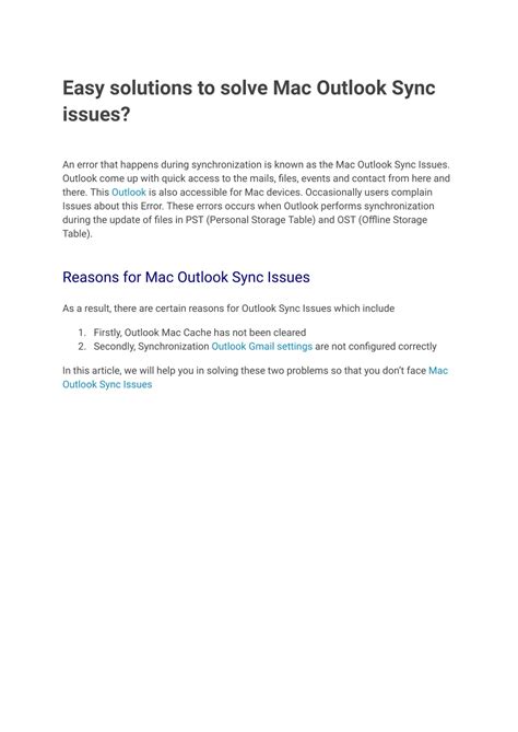 Ppt Mac Outlook Sync Issues Powerpoint Presentation Free Download