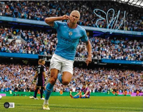 Erling Haaland Manchester City Fc Hand Signed Photo 6 X 4 £550