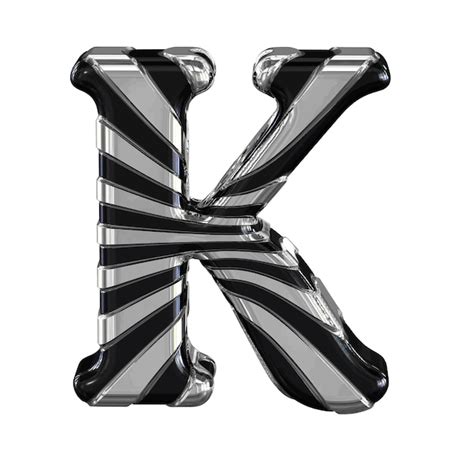 Símbolo 3d negro y plateado letra k Vector Premium