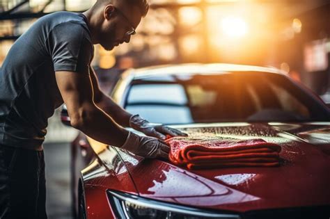 Premium AI Image Wash The Car With A Blue Rag