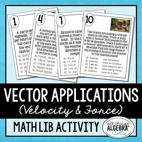 Vector Applications Math Lib Activity All Things Algebra®