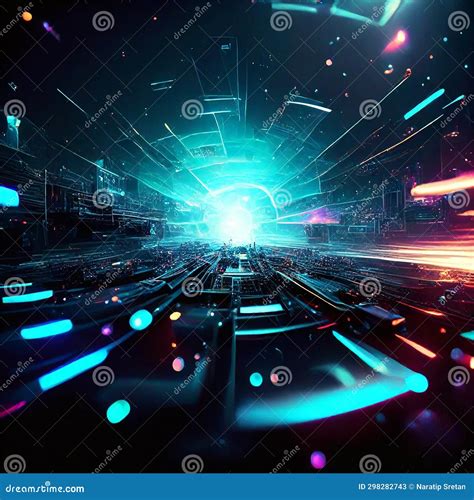 Abstract Technology Background With Glowing Particles Vector Illustration For Your Design Stock