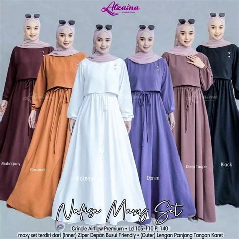 Jual Andin Dress Nafisa Maxy Set Crinkle Shopee Indonesia
