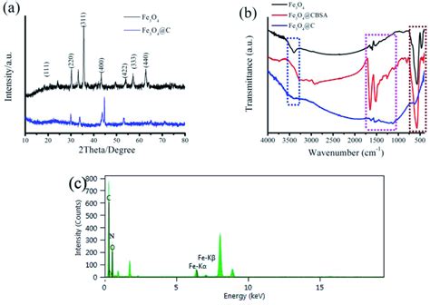 a xrd patterns of fe3o4 c and fe3o4 b ftir spectra of fe3o4 download scientific diagram