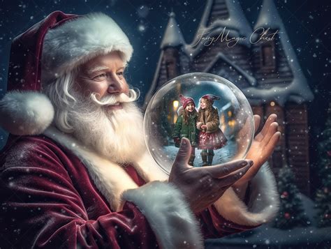 Santas Snow Globe Christmas Digital Background Digital Backdrop For