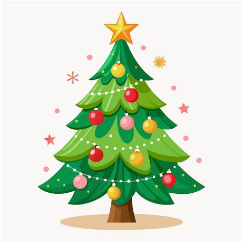 Premium Vector Christmas Tree Cartoon Vector Illustration Flat Style